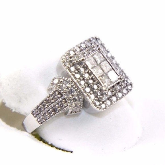 Jewelry | Princess Cut Diamond Invisible Ring 14k Wg 11ct | Poshmark